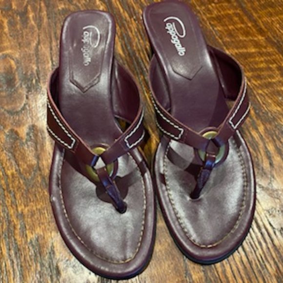 Pappagallo | Shoes | Pappagallo Burgundy Wine Flip Flops Sandals 2 Heel ...